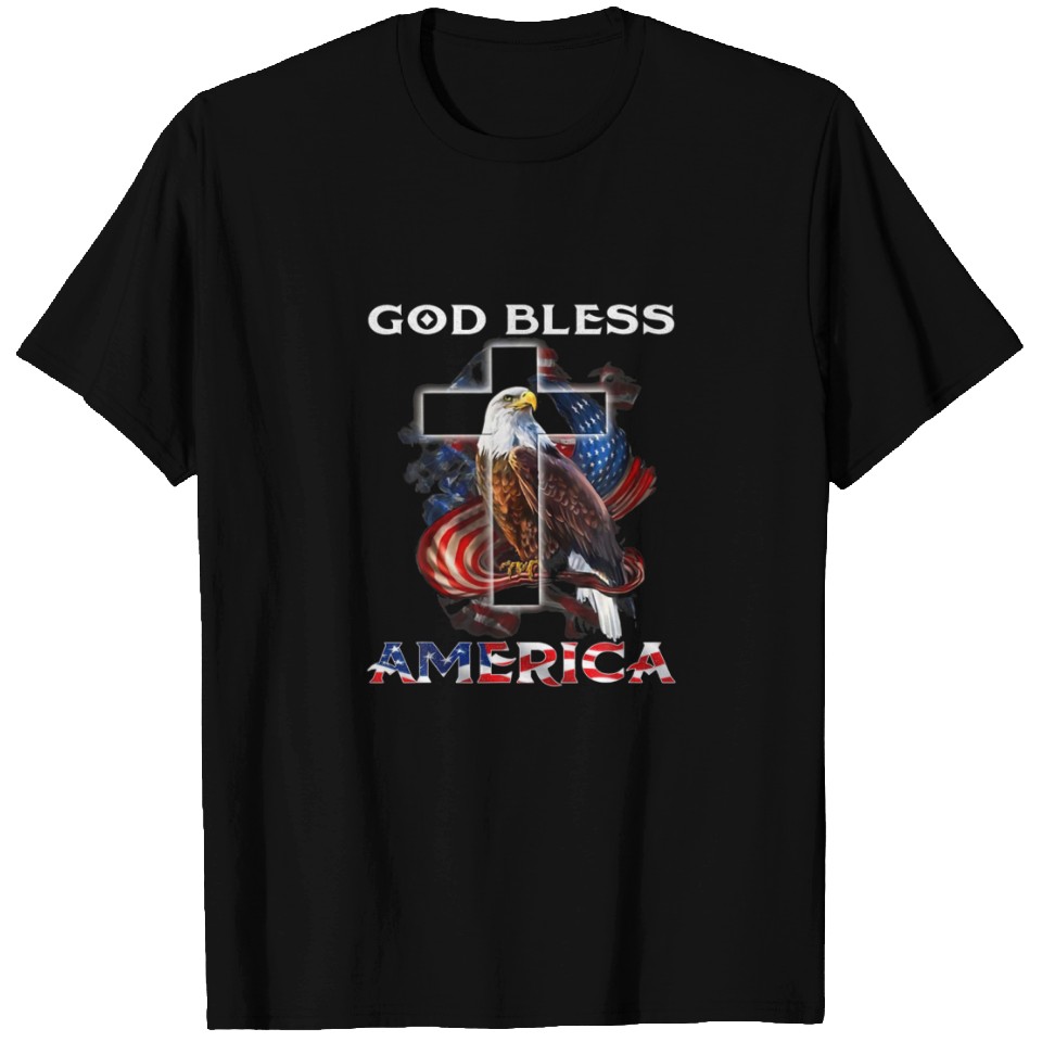 God Bless America Jesus Bald Eagle 4Th Of July Chr T-shirt | ID ...