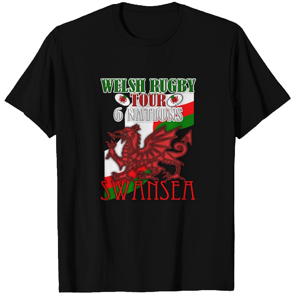 Swansea, Welsh Rugby Tour T Welsh Dragon T-shirt | ID 12199608 by Imran ...