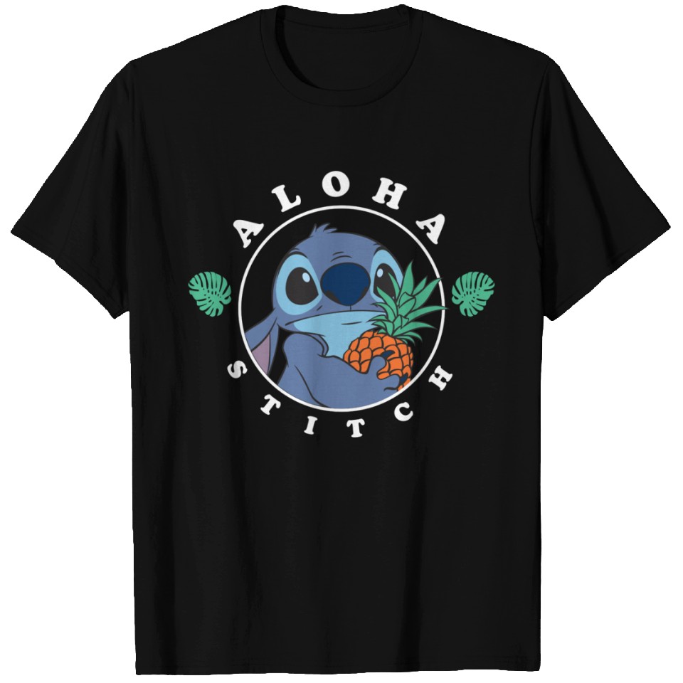 Disney Lilo Stitch Aloha Cute Stitch Tropical Chest Shot Long Sleeve T ...