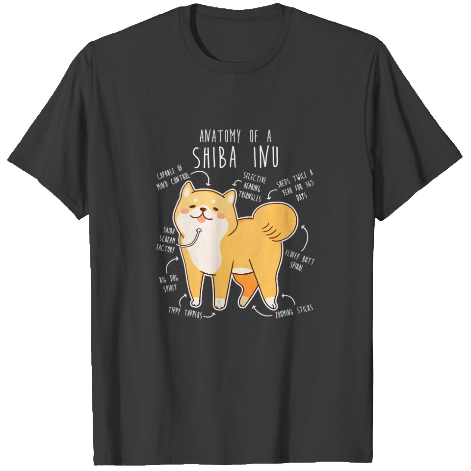 Shiba Inu Dog Anatomy Funny Pet Red Shibe Mom Cute Doge Dad 2 T-Shirts ...