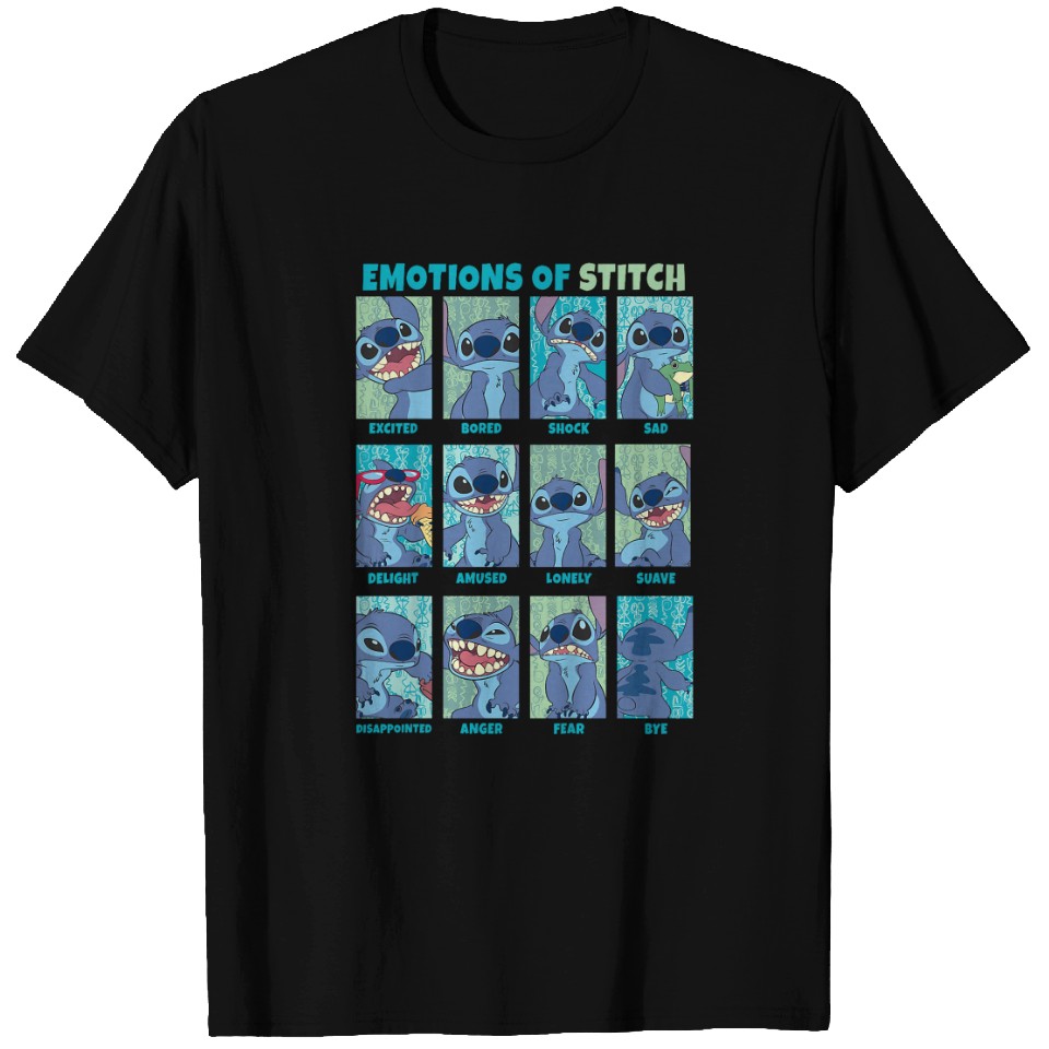 Kids Disney Lilo Stitch Emotions Of Stitch Mood Panels Logo T-Shirts ...