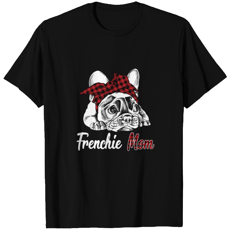 Frenchie Dog Womens Frenchie Mom French Bulldog With Red Plaid Headband ...