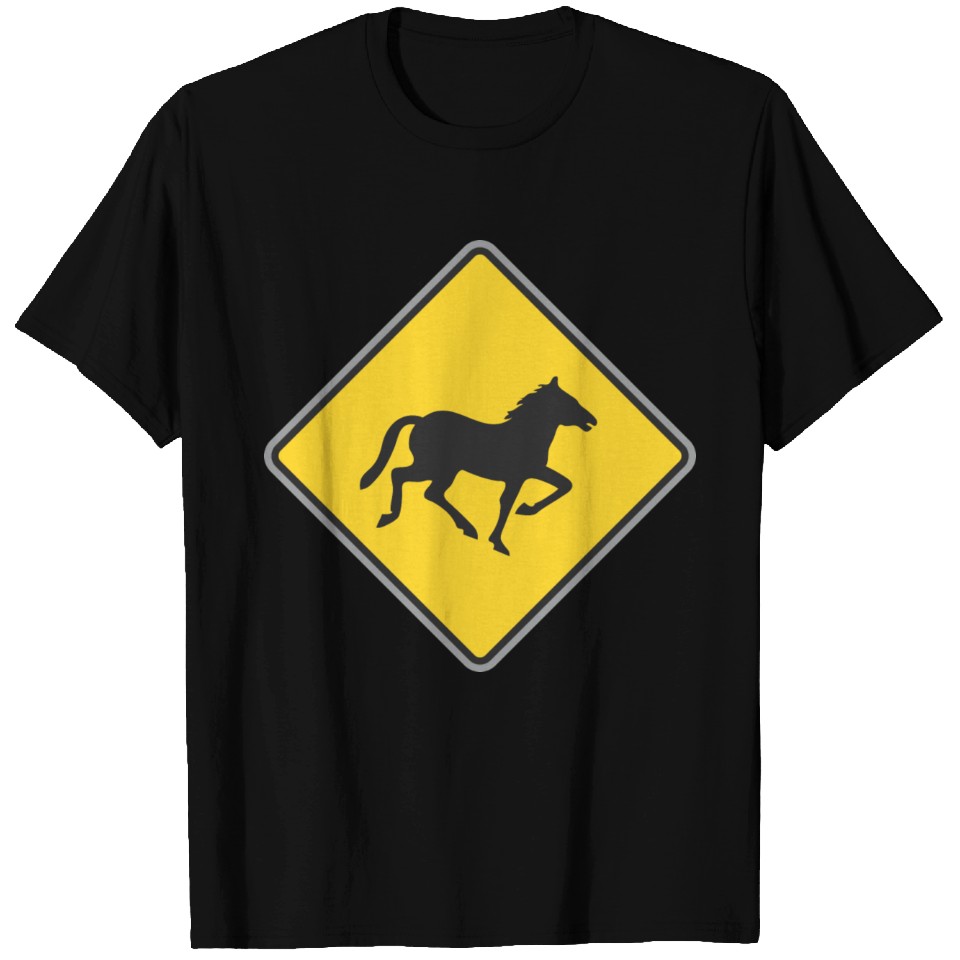 Road_Sign_running_horse T Shirts | ID 13530767 by Big Boi | Printblur