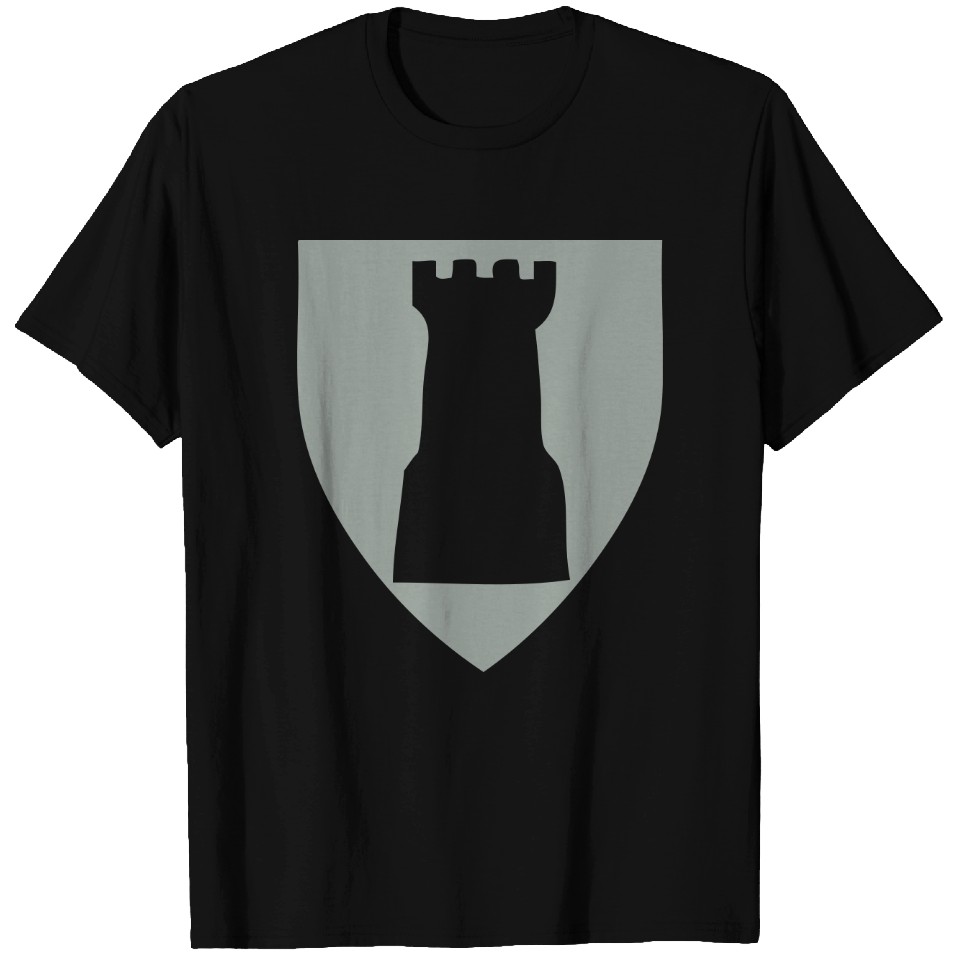 Castle on a shield heraldic symbol strength T Shirts | ID 13520095 by ...