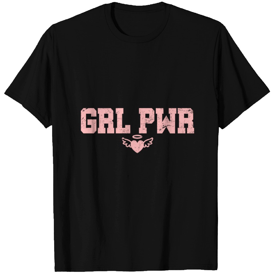 Girl Power Heart Wings Gloriole PWR Feminism Lady T Shirts | ID ...