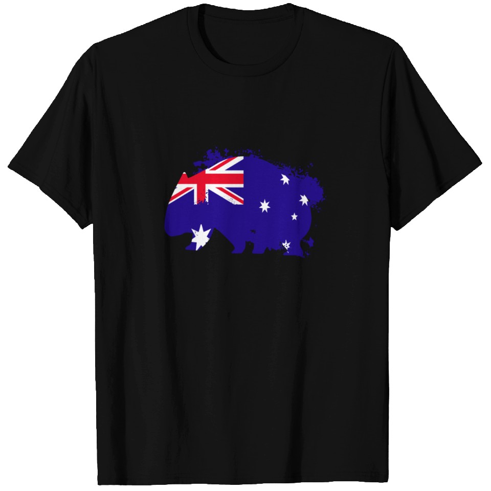 Wombat Australia flag wild animal marsupial zoo T Shirts | ID 13851395 ...