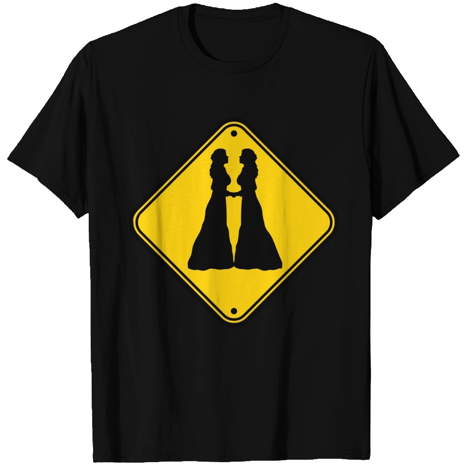 Note sign lesbian warning caution 2 girlfriends co T Shirts | ID ...