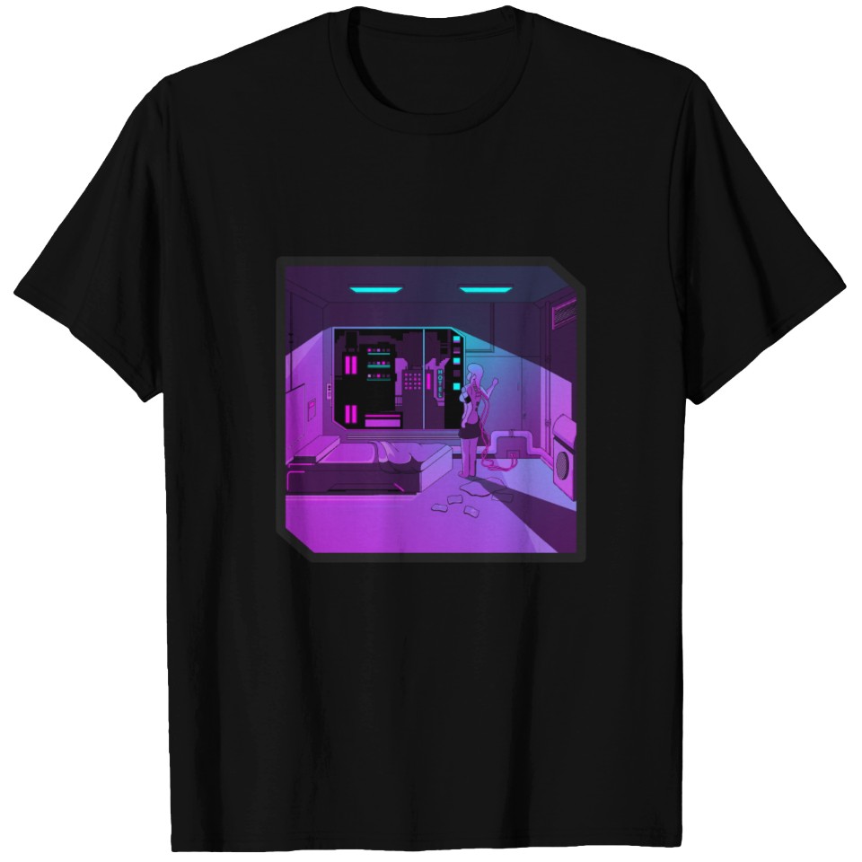 Anime girl retrowave synthwave outrun aesthetics T Shirts | ID 14089616 ...