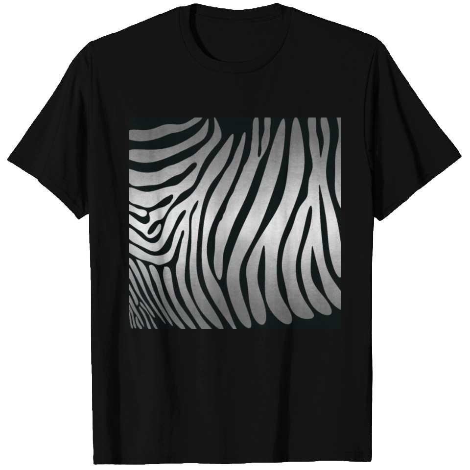Zebra Skin Print Fur Africa Animal Silver Pattern T Shirts | ID ...