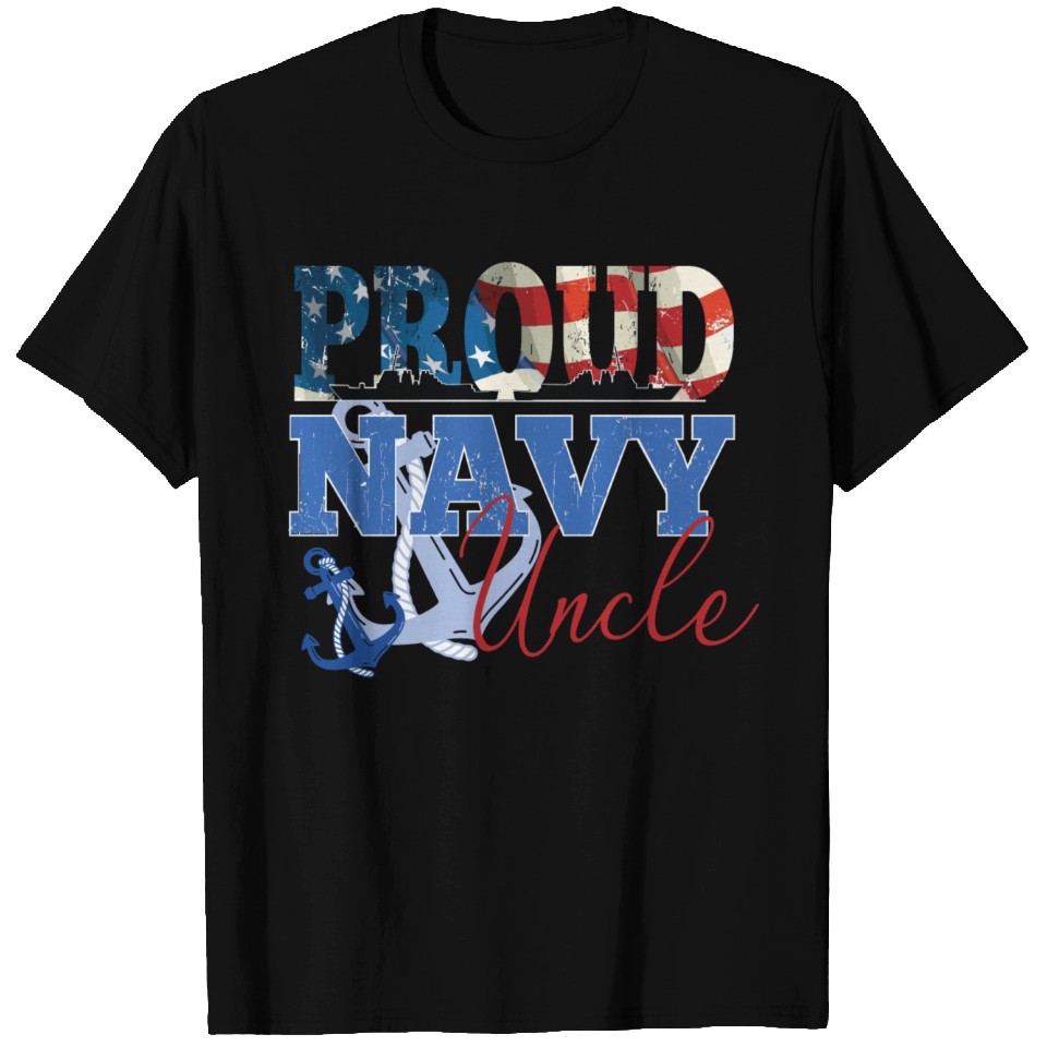Proud Navy Uncle Patriotic USA Flag Military Uncle T Shirts | ID ...