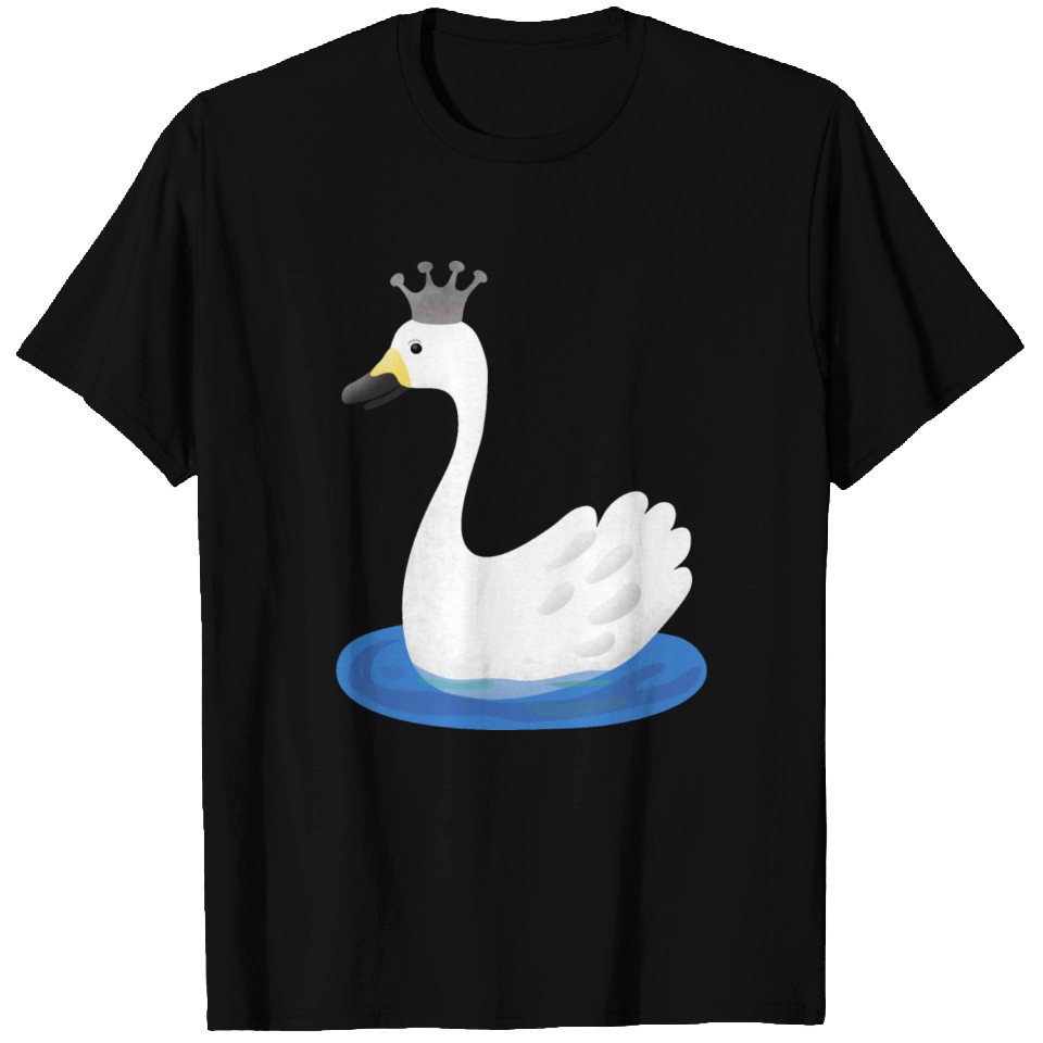 Cute white swan with crown cartoon T Shirts | ID 14199361 by Big Boi ...
