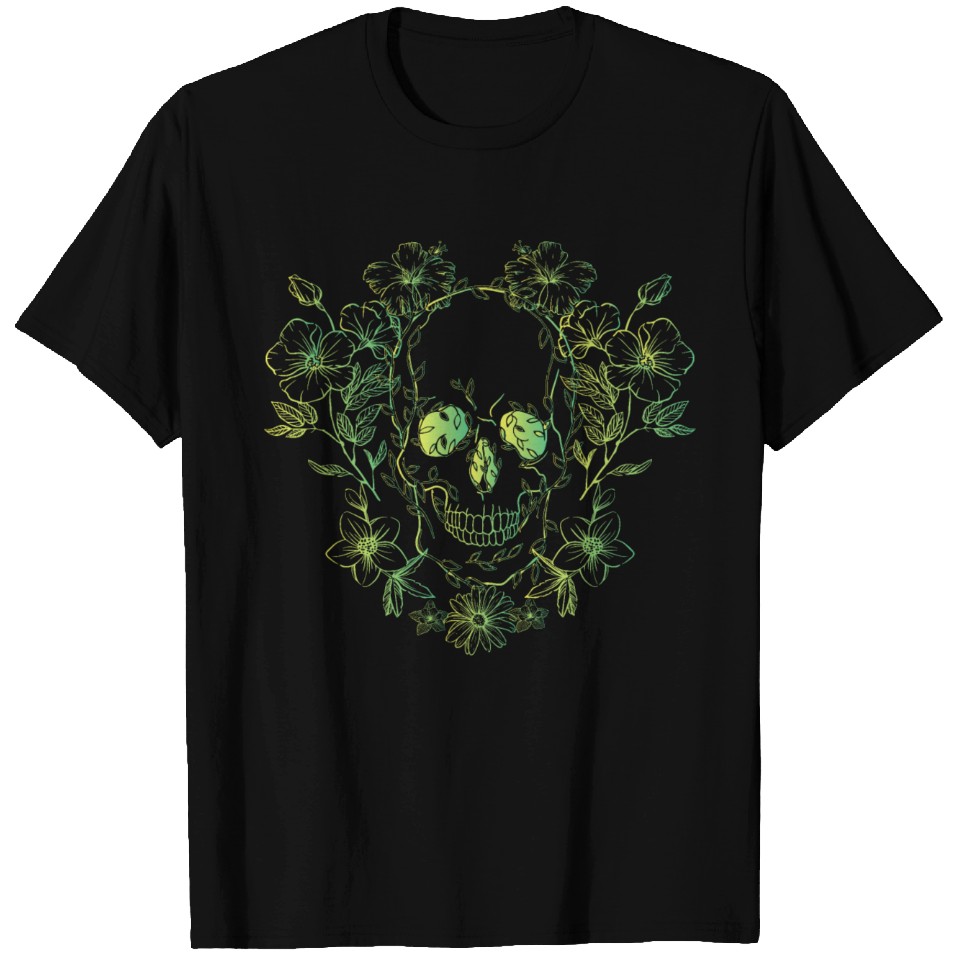 Gradient Flowery Skull 2 T Shirts | ID 13411853 by Big Boi | Printblur