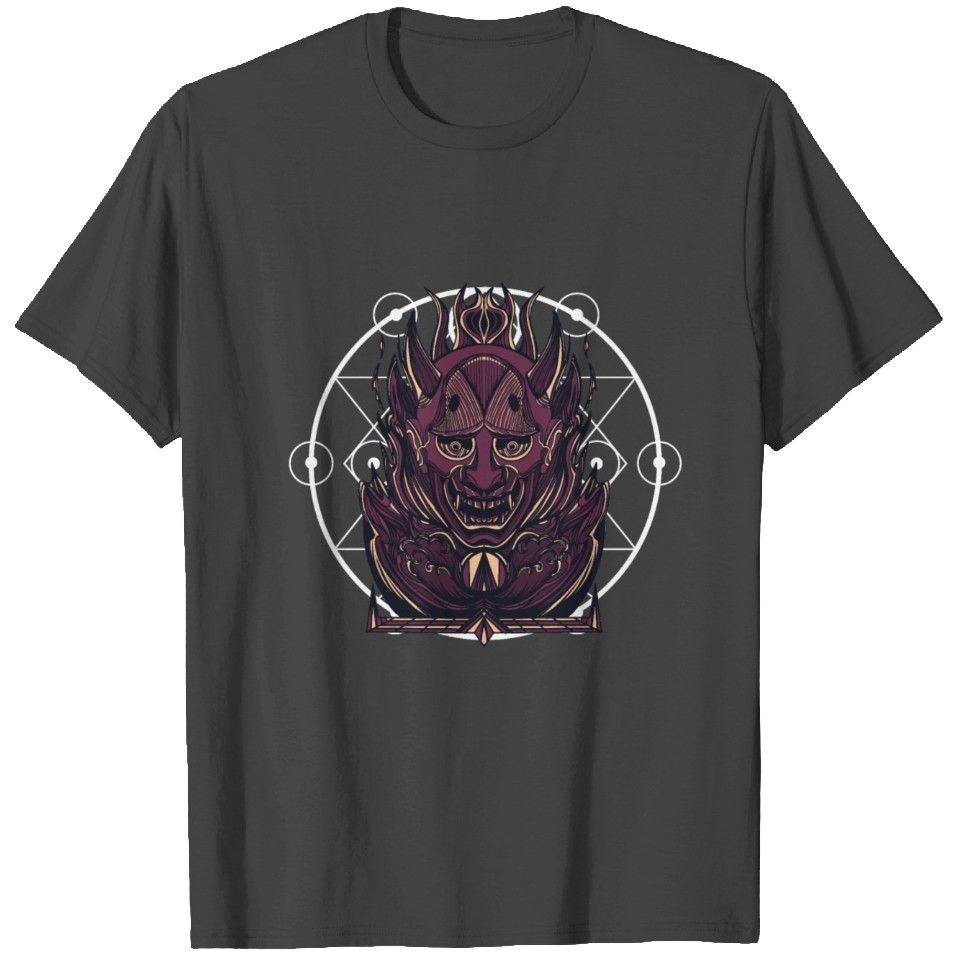 Oni mask. hannya mask. japan mask with sacred geom T Shirts