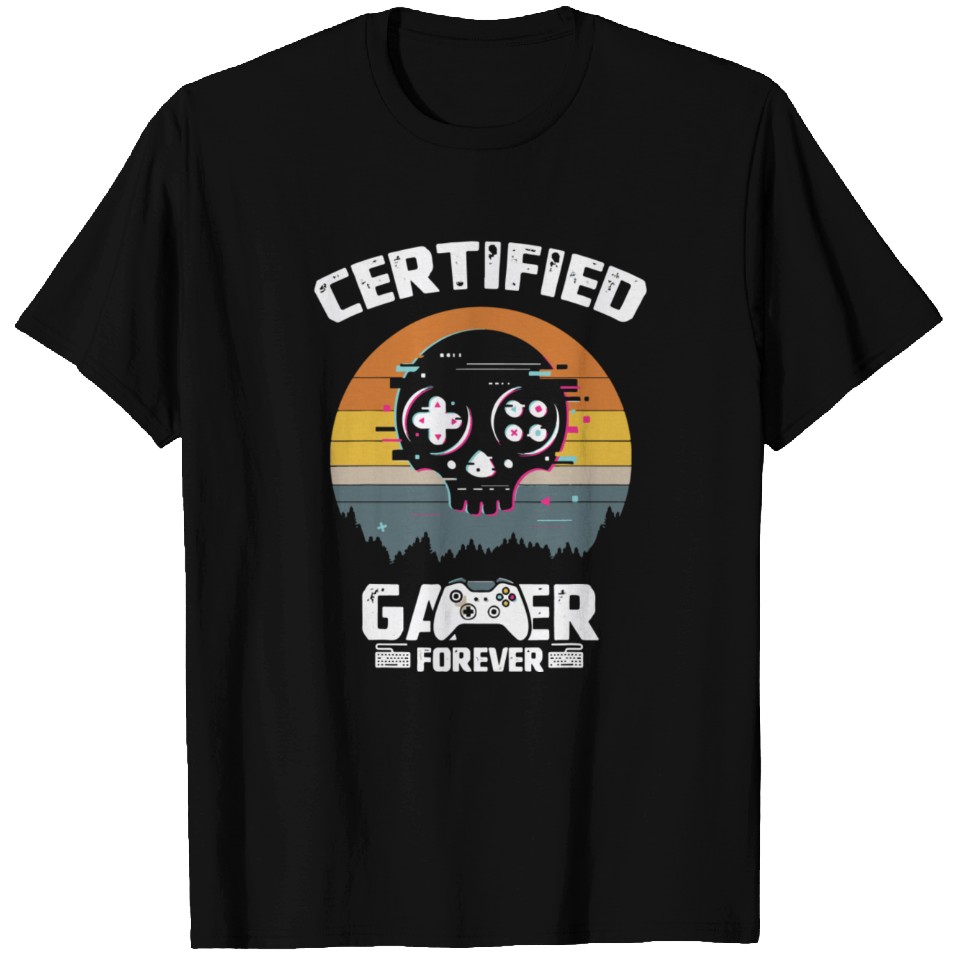 Certified Gamer Retro Video Games Gaming Vintage T Shirts | ID 12926218 ...