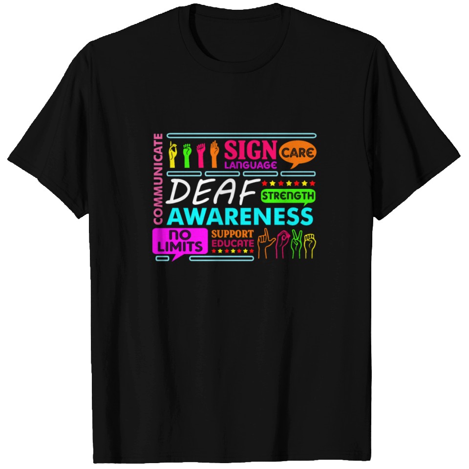 Deaf Awareness Sign Deafness Hearing Loss Warrior T Shirts | ID ...