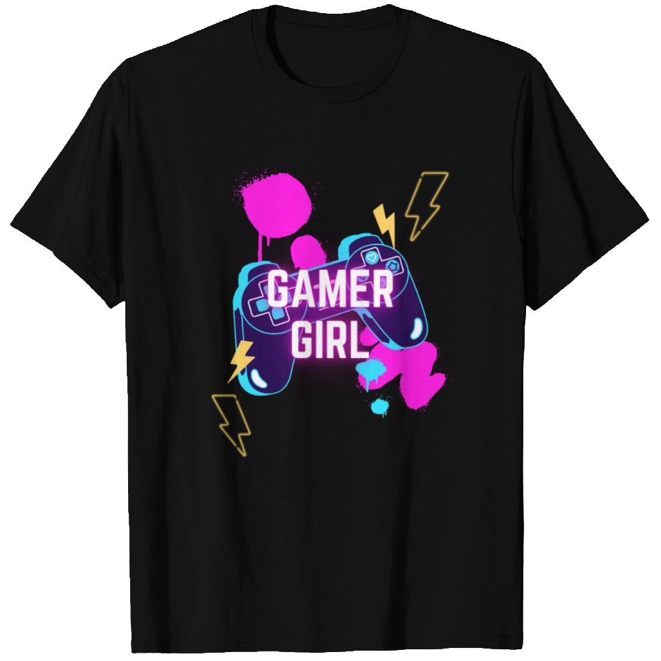 Gamer Girl - Neon Stream Controller Retro Pink T Shirts | ID 16350833 ...
