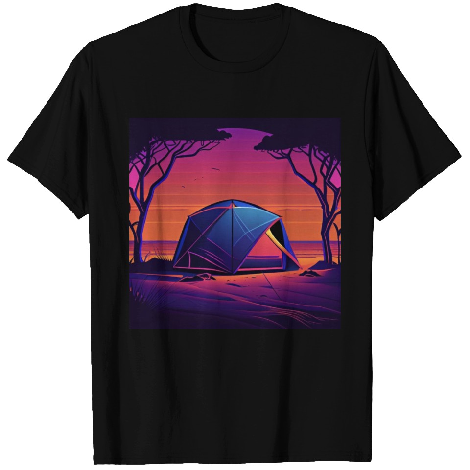 Retro Beach Tent Synthwave Design - Vibrant Colors T Shirts | ID ...
