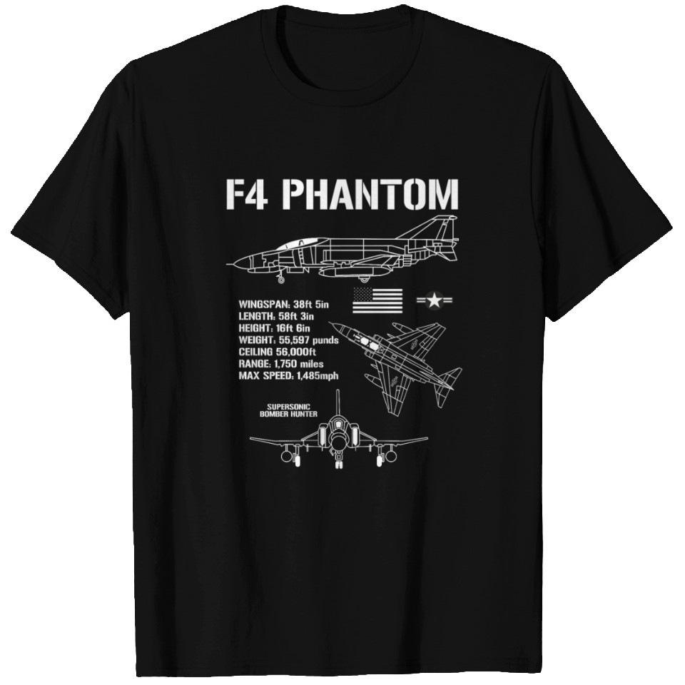 F-4 Phantom Fighter Jet Specs Military F4 Phantom T Shirts | ID ...
