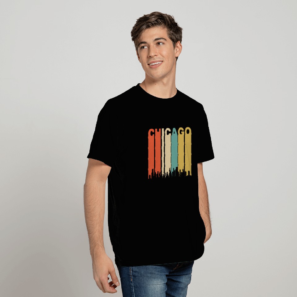 Retro Chicago Illinois Cityscape Downtown Skyline T Shirts | ID ...