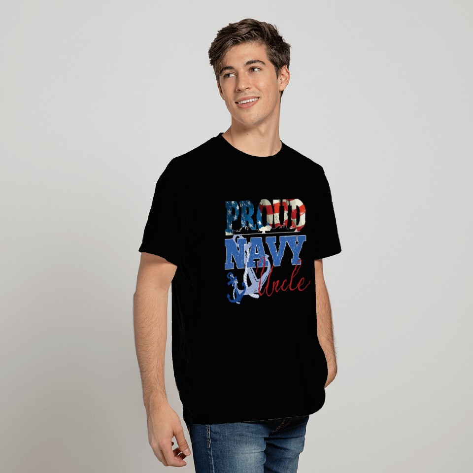Proud Navy Uncle Patriotic USA Flag Military Uncle T Shirts | ID ...