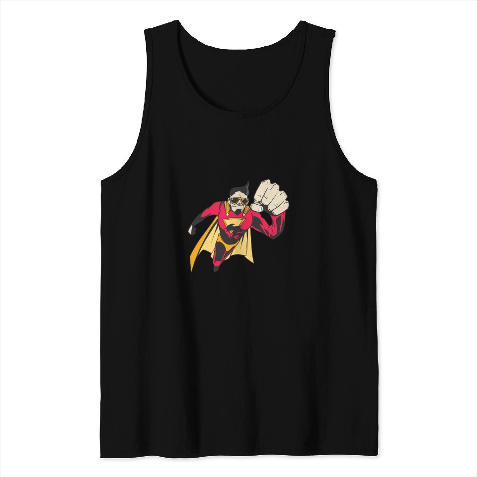 Superhero with typical superhero pose with fist Tank Top | ID 12337987 ...