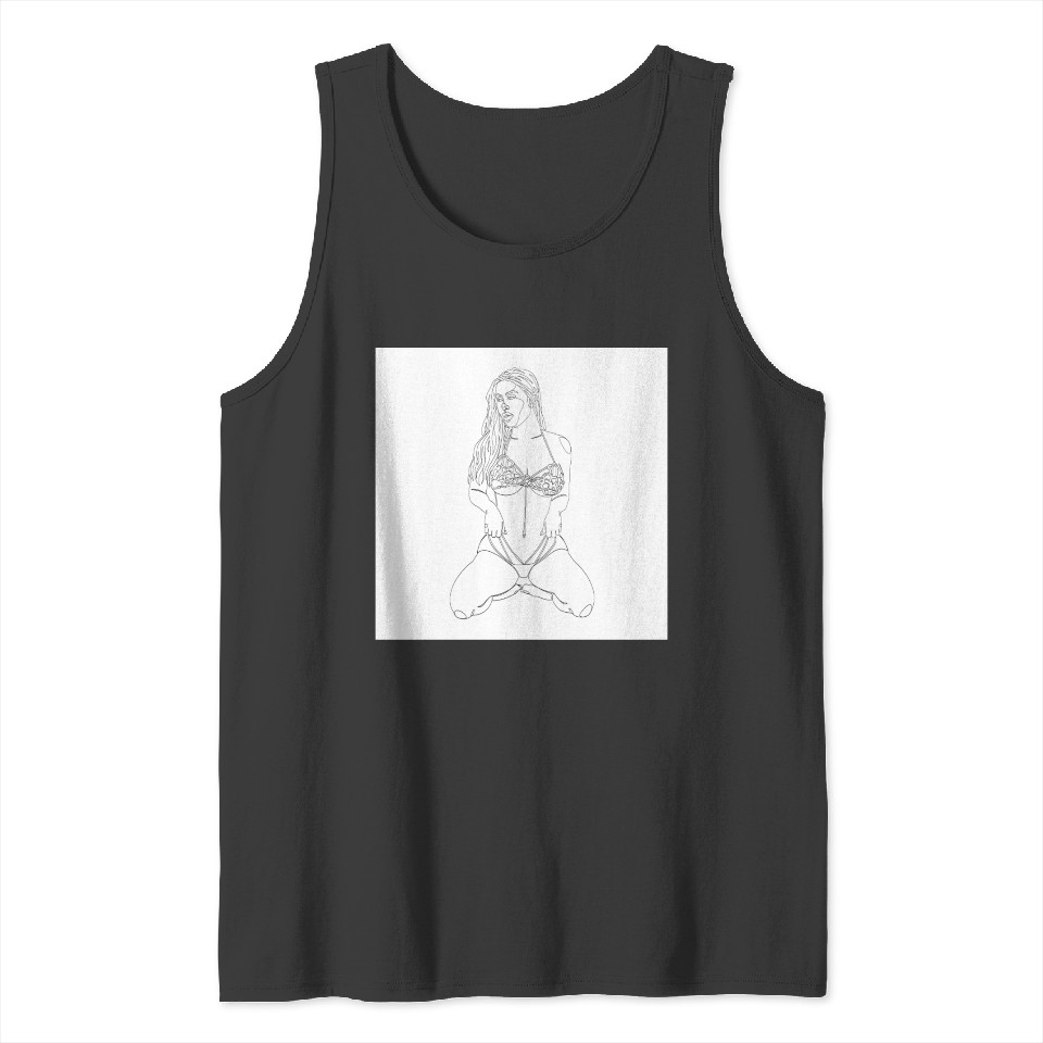 One line art onelineart digital girl no 55 poster Tank Top | ID ...
