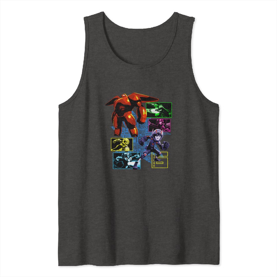 Disney Big Hero 6 Epic Super Hero Teamup Neon Panels Epic Tank Tops ...