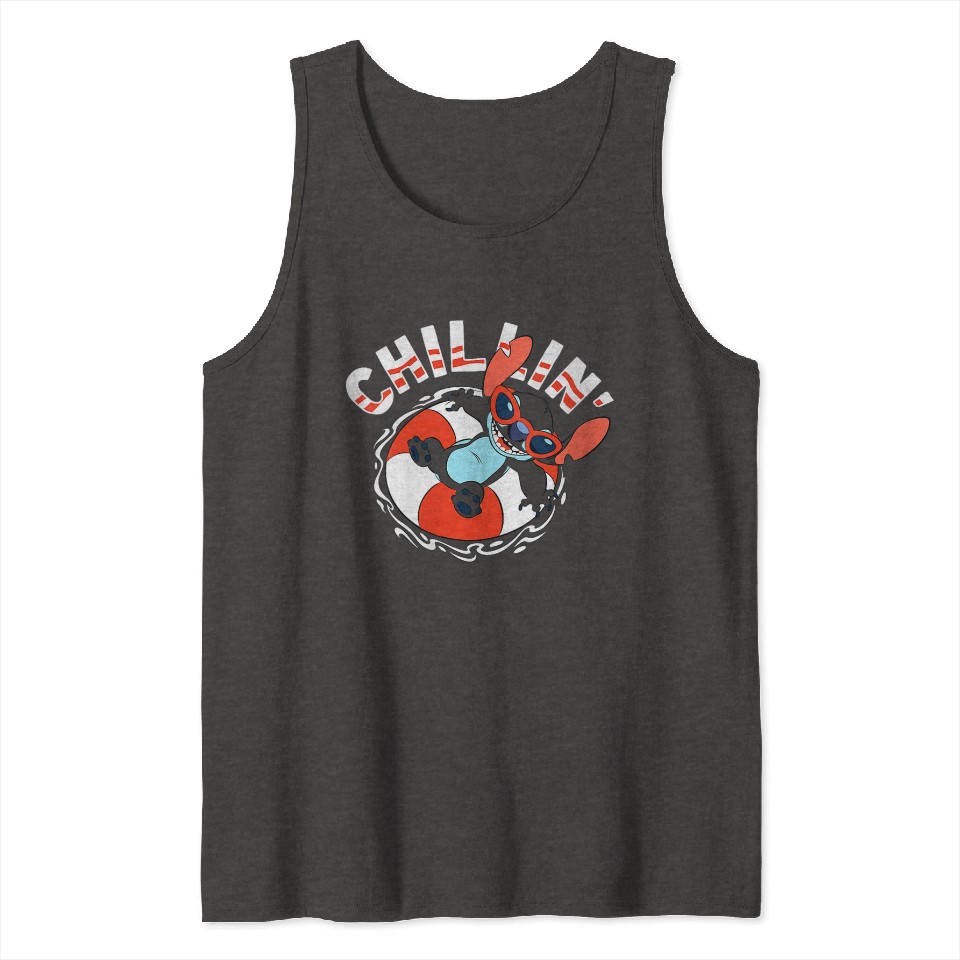 Disneyss Lilo Stitch Summer Chill Distressed Big Chest Logo Tank Tops ...