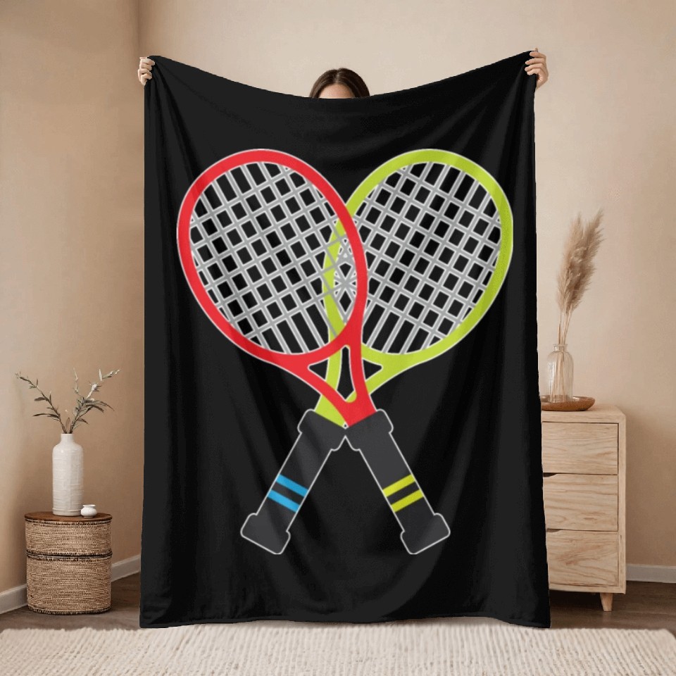 Tennis Racket Pair Red Green Throw Blankets | ID 63683441 by Camila ...