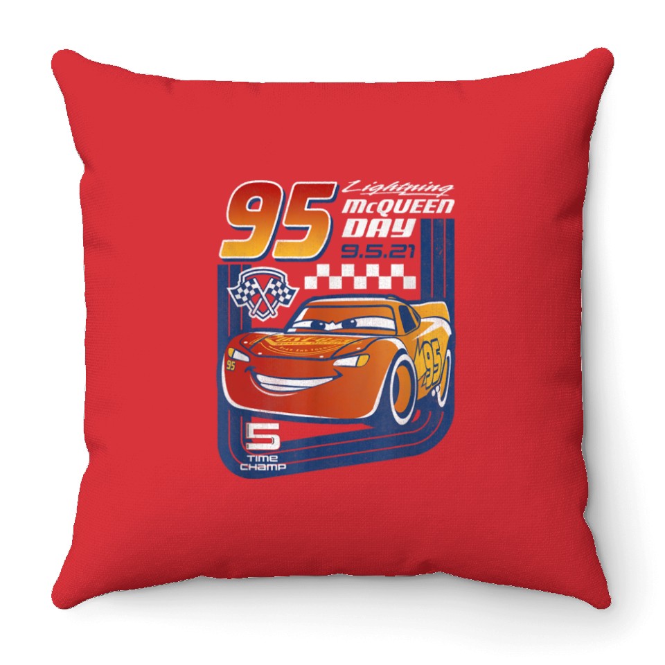 Disney Pixar Cars Lightning McQueen Trading Card Throw Pillows | ID ...
