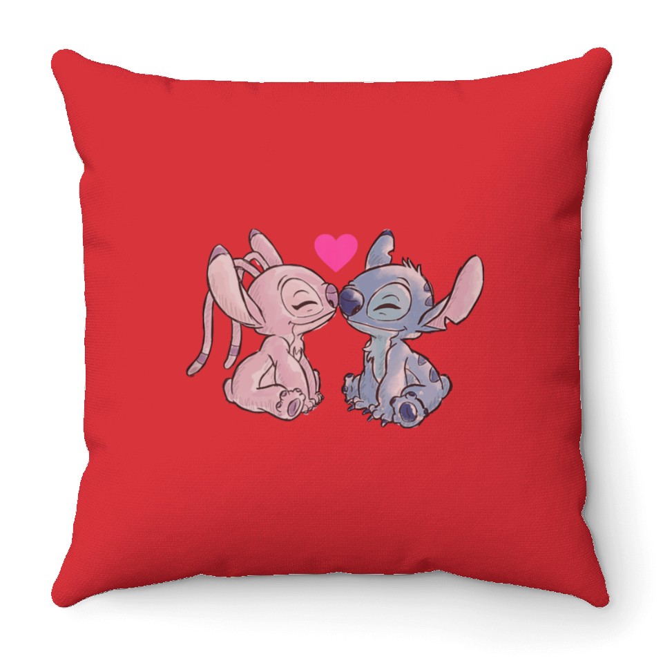 Disney Lilo Stitch Valentine's Day Stitch Angel Couple Throw Pillows ...