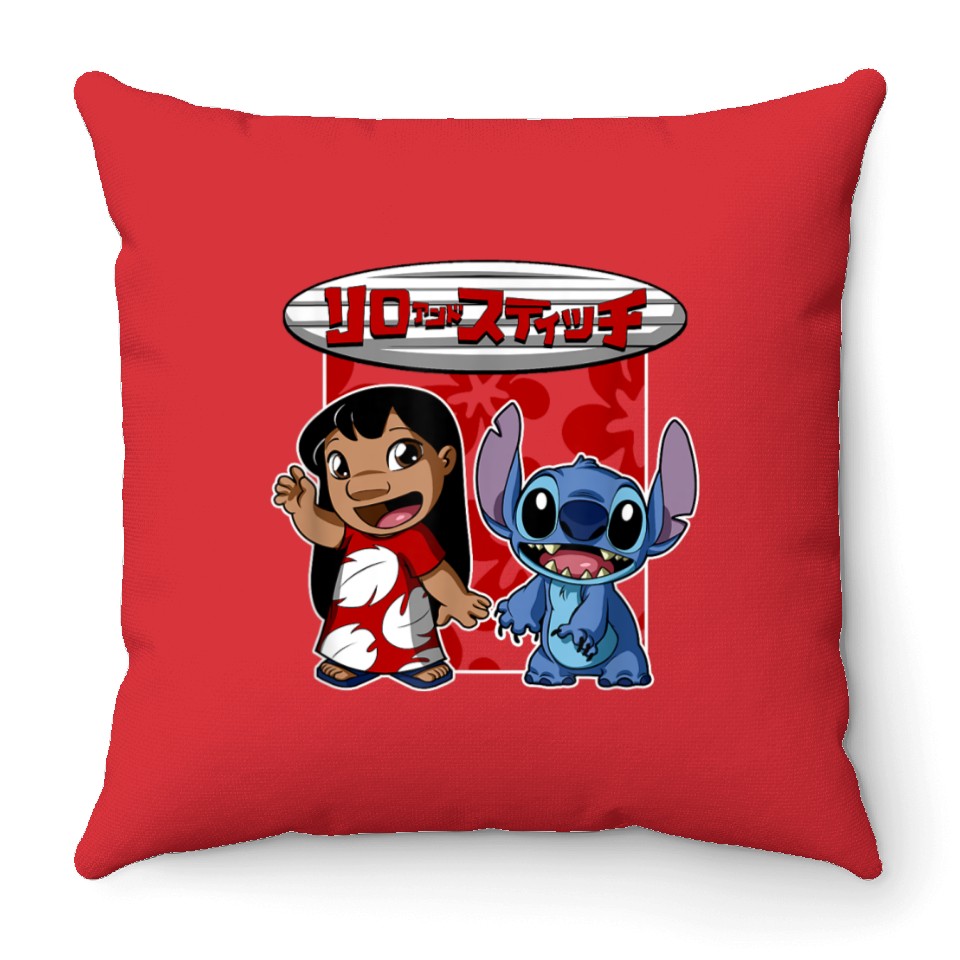 Disney Lilo Stitch Cute Happy Anime Kanji Style Big Poster Throw ...