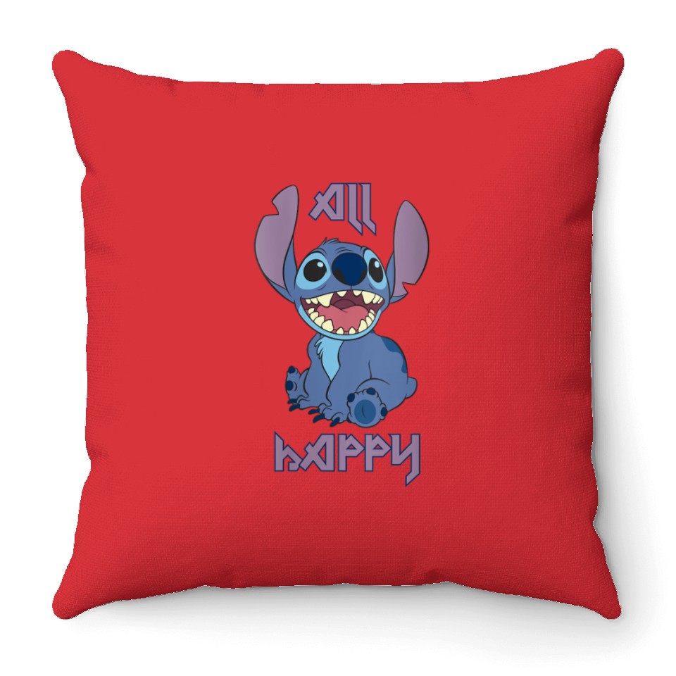 Womens Disney Lilo Stitch All Happy Cute Stitch Smiling Portrait Throw ...