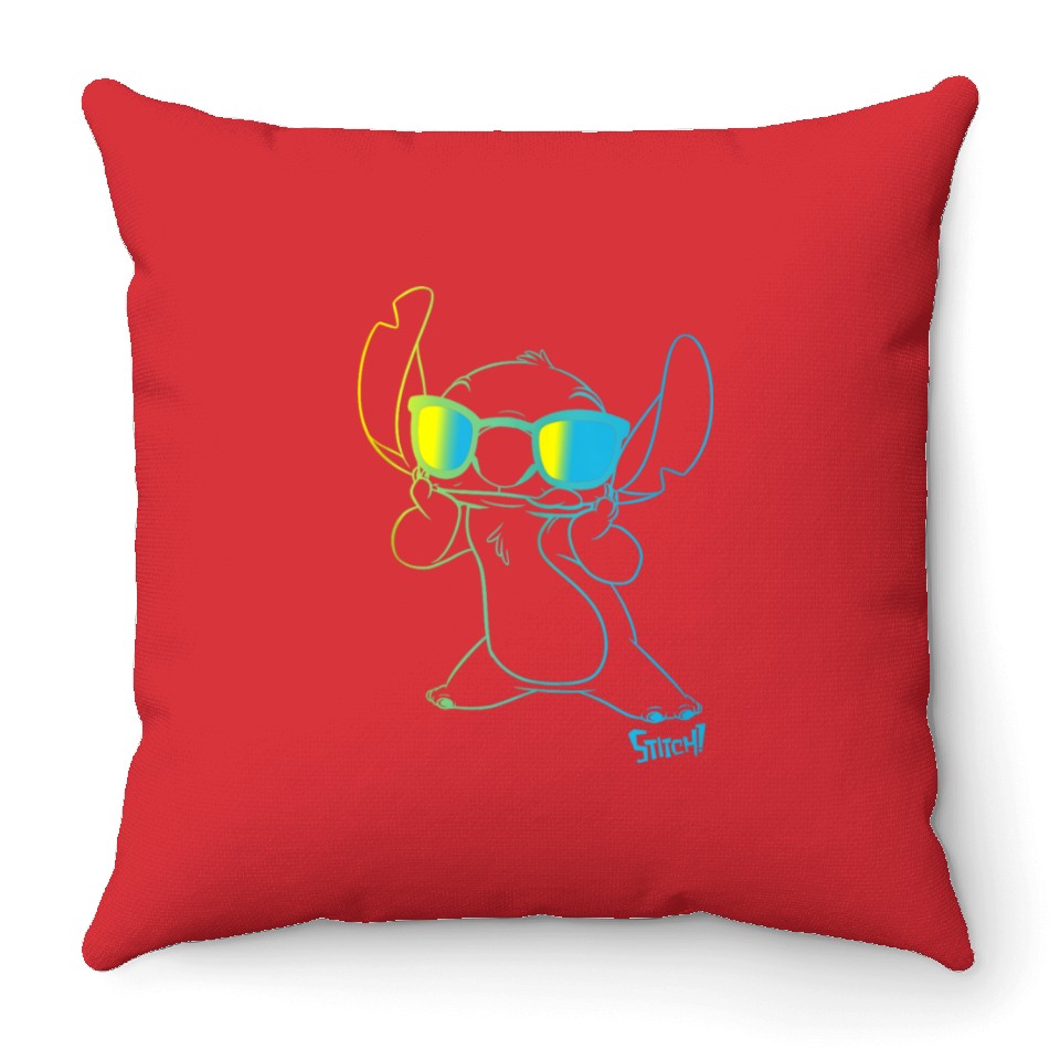 Disney Lilo Stitch Cool Stitch Neon Outline Chest Portrait Gifts Throw ...