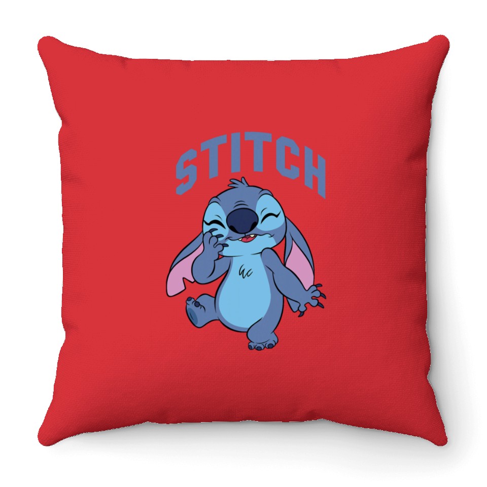 Disney Lilo Stitch Cute Laughing Stitch Portrait Throw Pillows | ID ...