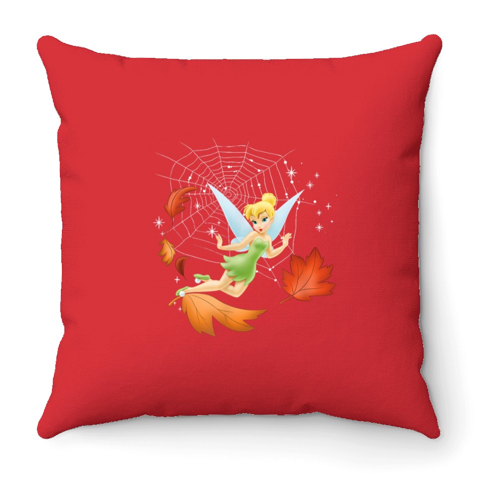 Disney Peter Pan Tinker Bell Fall Spider Web Leaf Throw Pillows | ID ...