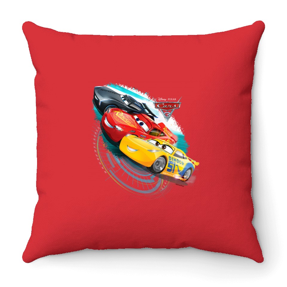 Disney Pixarss Cars 3 Main Characters Epic Group Shot Throw Pillows ...