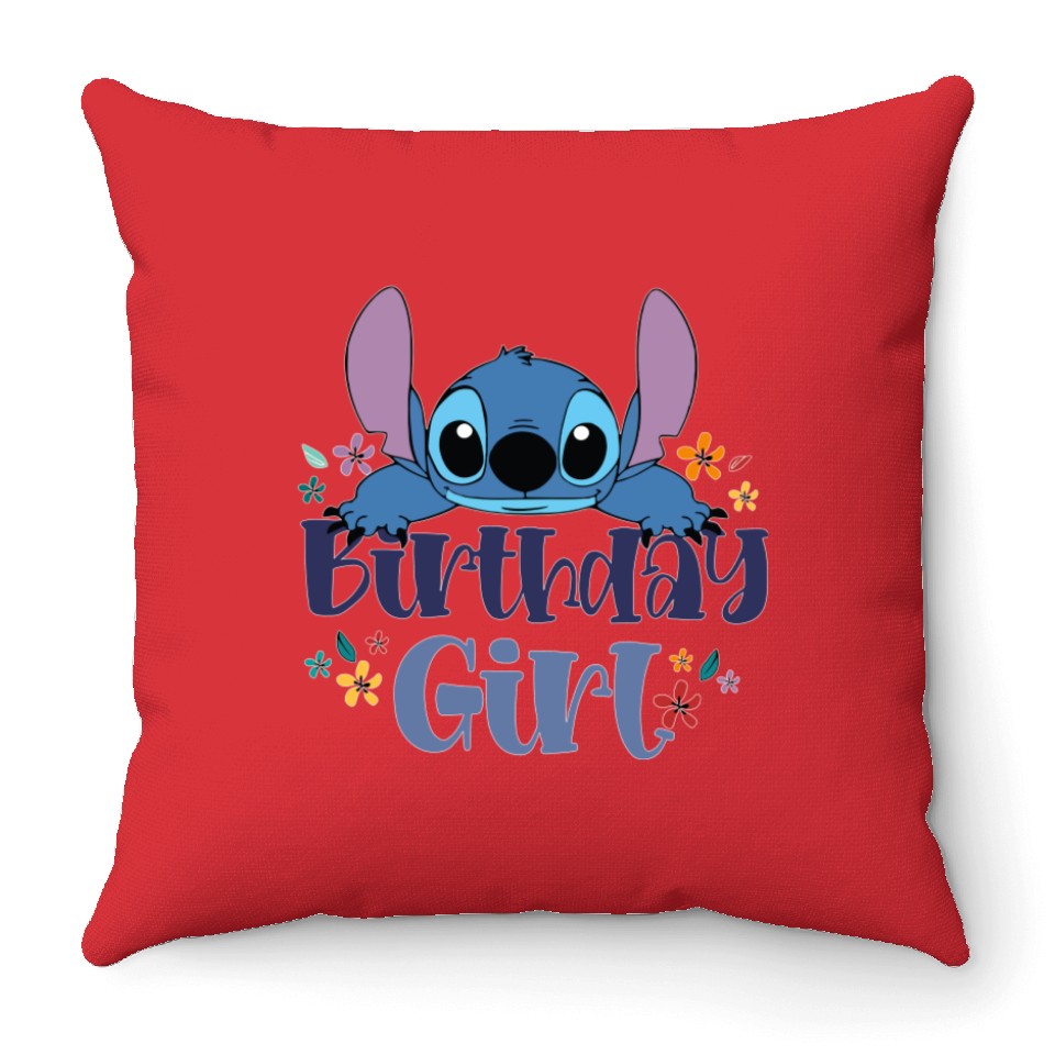 Stitch Birthday Girl Throw Pillows, Disney Lilo Stitch Throw Pillows ...