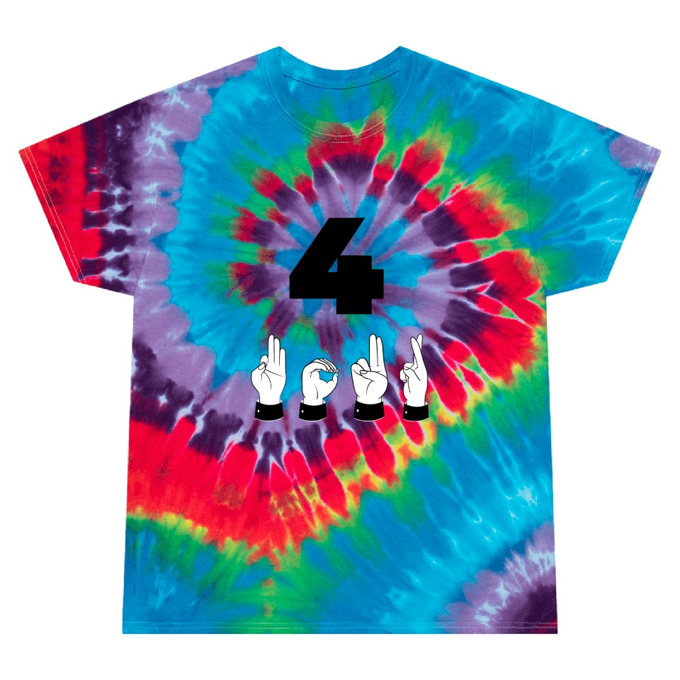 Sign Language ASL Number 4 - Fourth Year - Four Tie Dye T Shirts | ID ...
