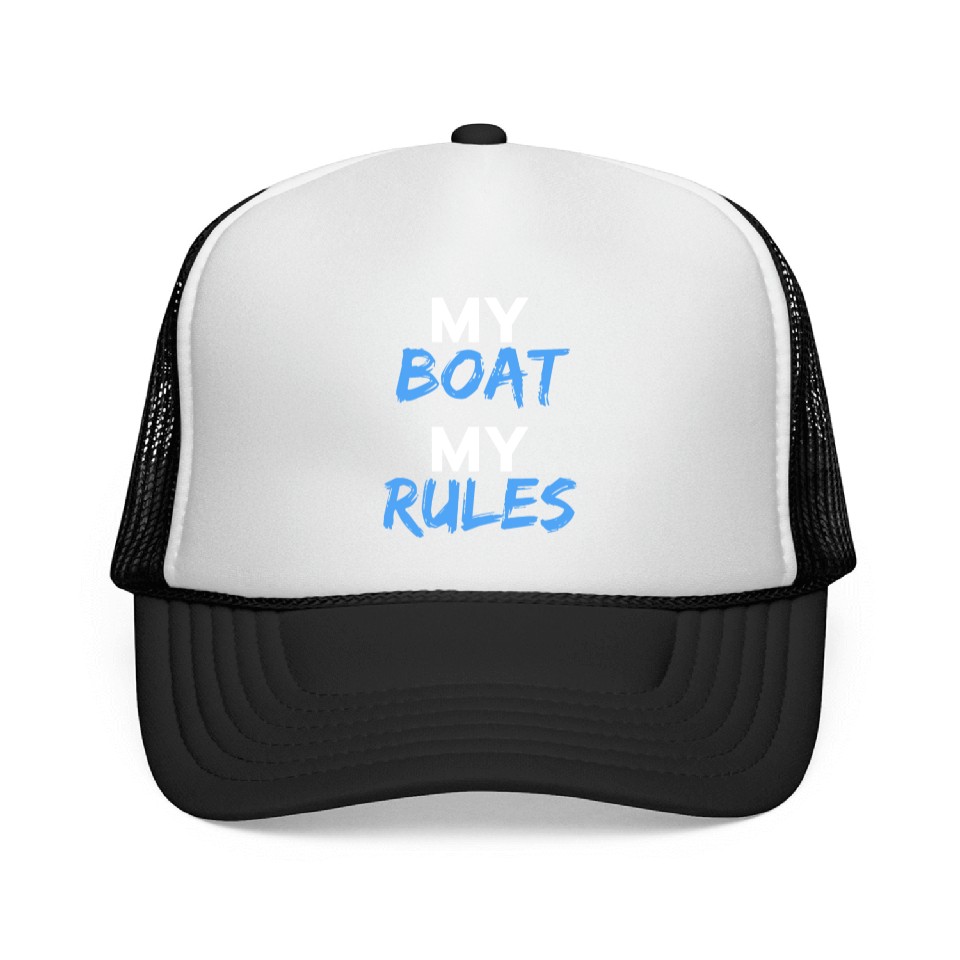 Unisex's Black My boat, my rules. Ship sailing captain rules Trucker Caps