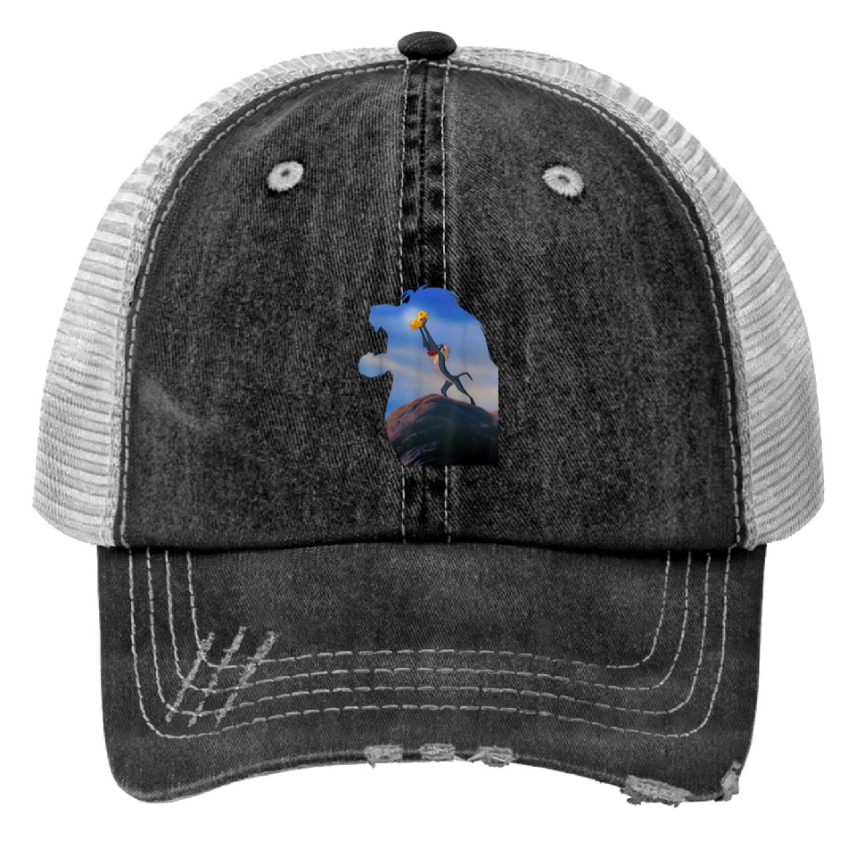 Disney Lion King Mufasa Silhouette Pride Rock Rafiki Simba Trucker Hats ...