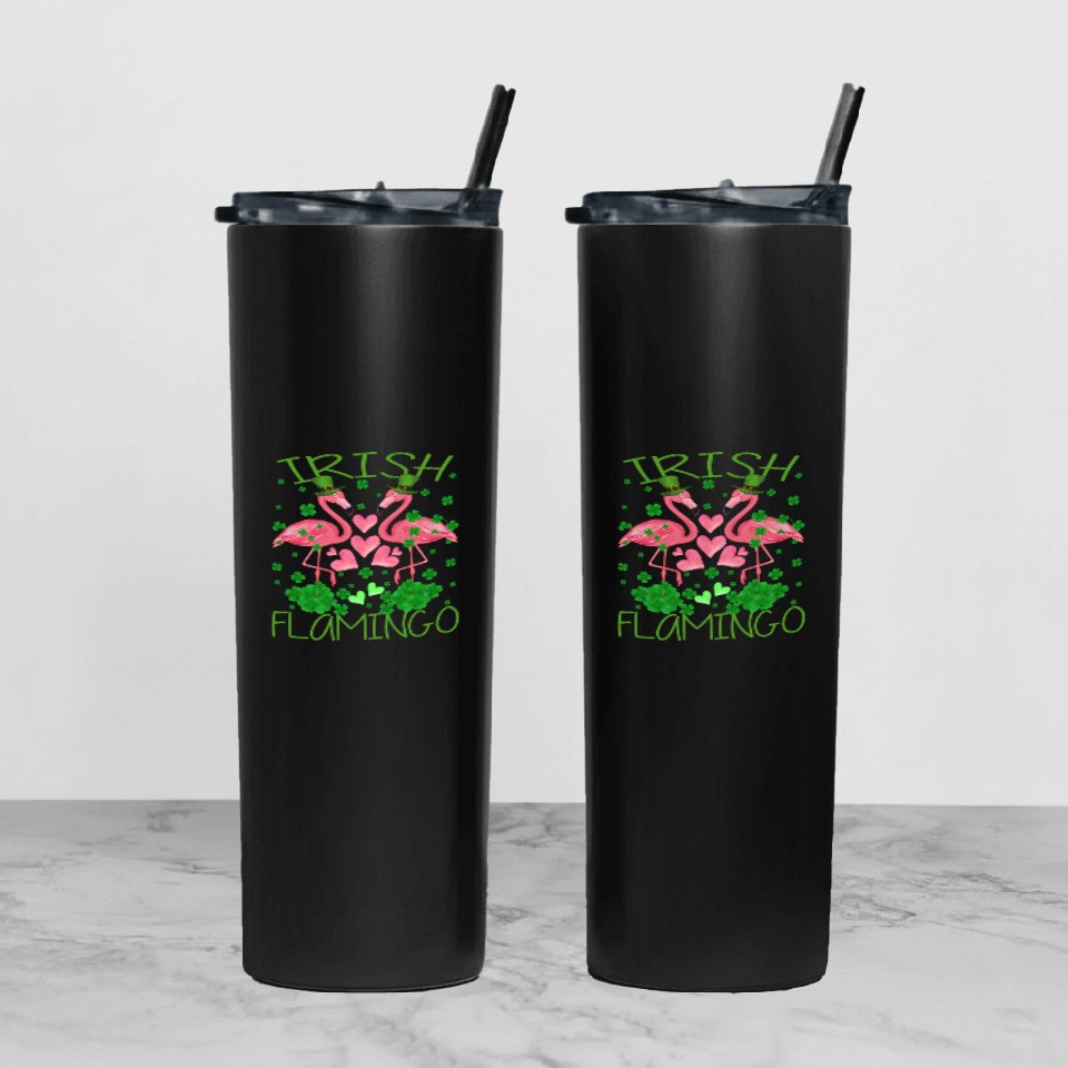 Irish Flamingo St Patrick's Day Tumbler With Lid And Straw | ID ...