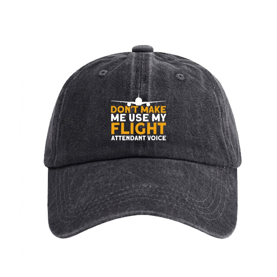 Flight Attendant Stewardess Cabin Crew Washed Denim Baseball Caps | ID ...