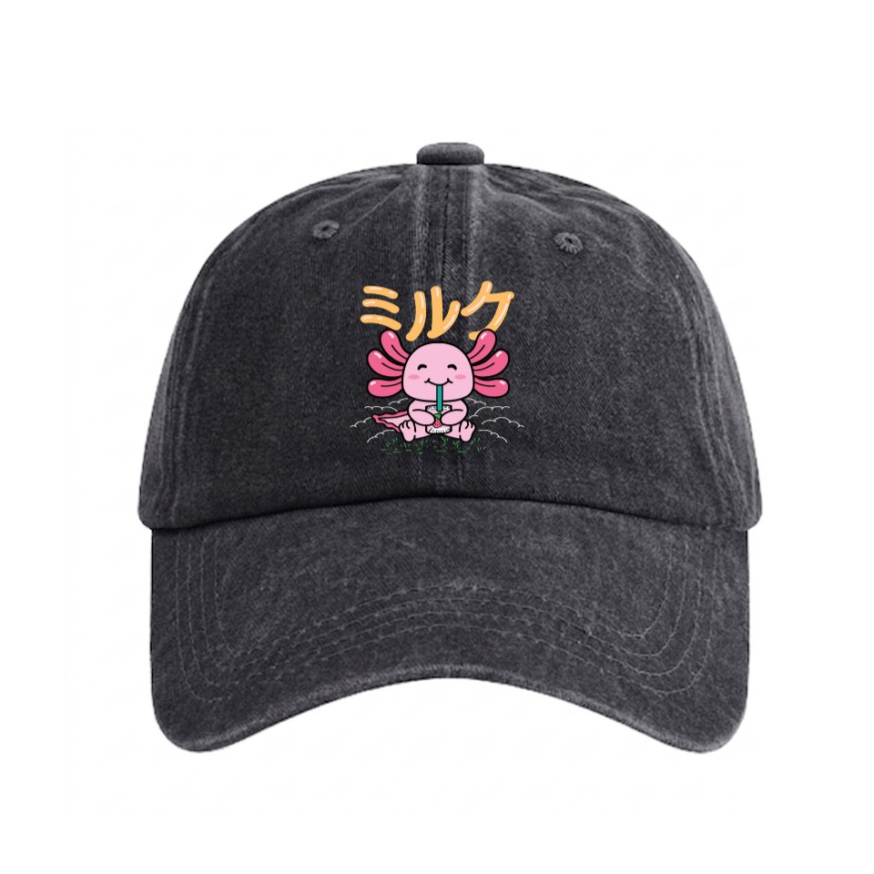 Axolotl Strawberry Sweet tooth Gift Washed Denim Baseball Caps | ID ...