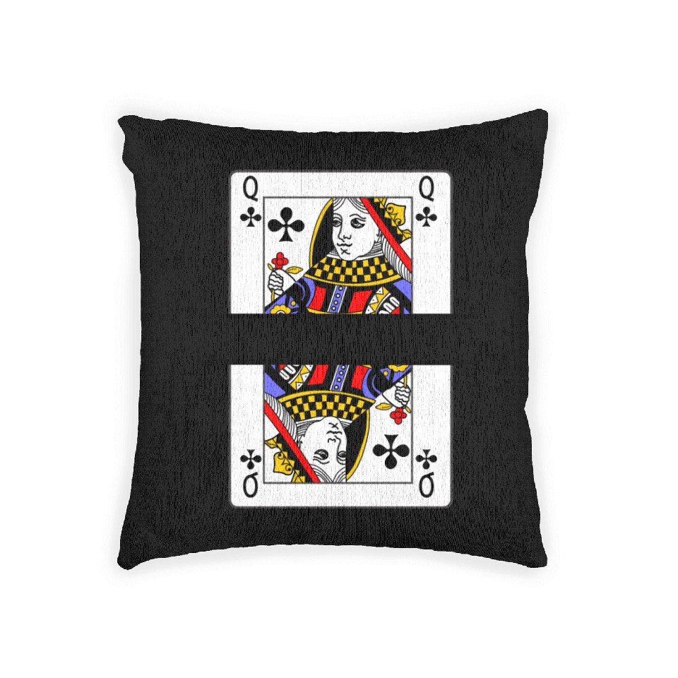 Playing card queen of clubs with banner space Woven Pillows | ID ...